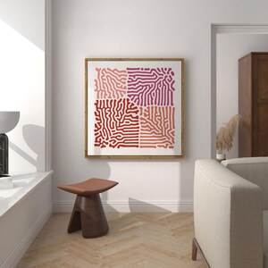 Colorful Abstract Square Wall Art Print, Minimalist Modern Home Decor ...