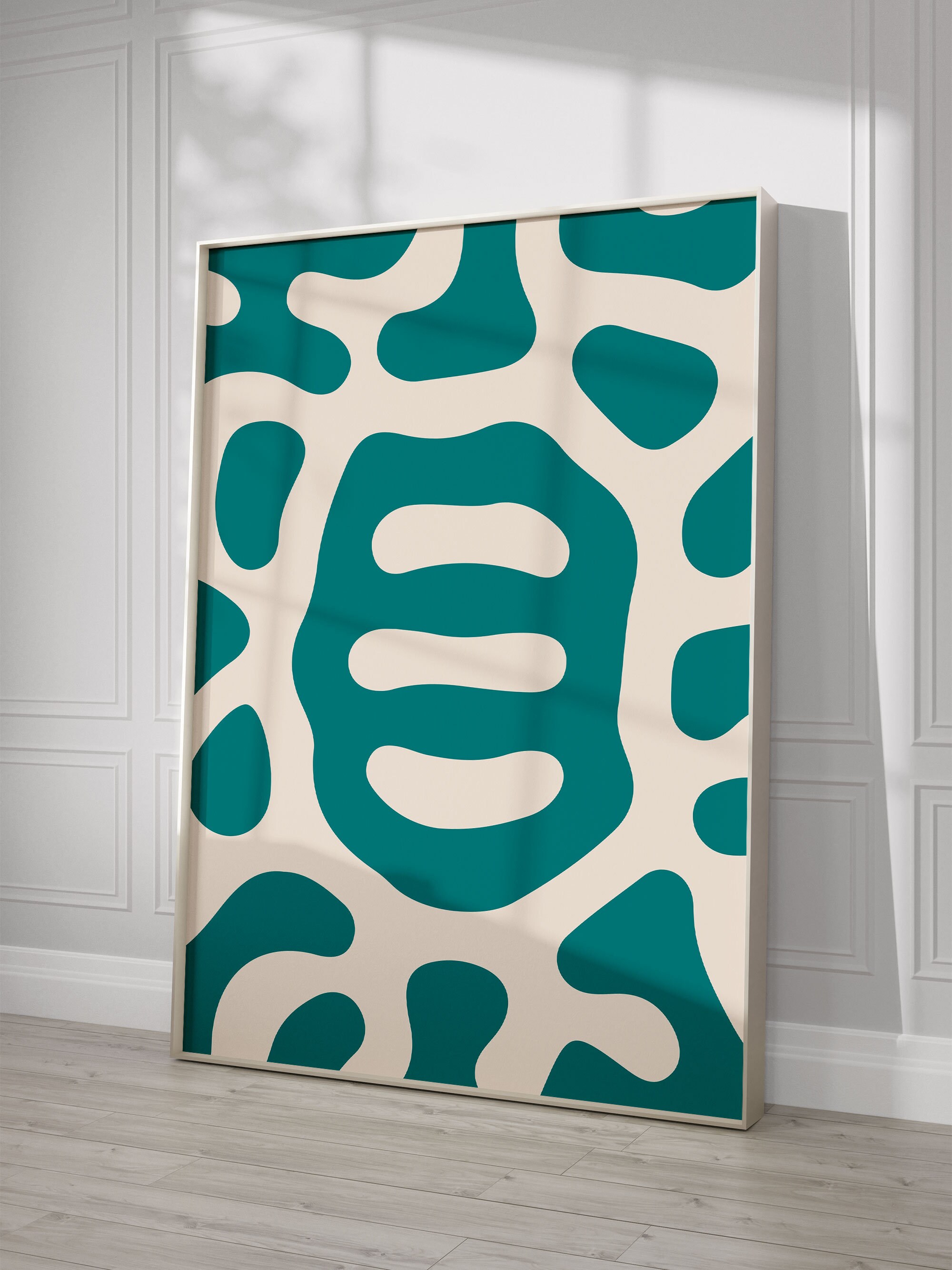 Dark Teal Wall Art, Abstract Printable, Mid Century Modern Aqua Print ...