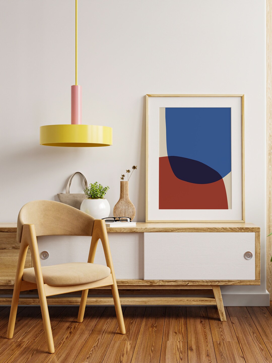 Mid Century Modern Wall Art Colorful Print, Abstract Color Block Wall ...