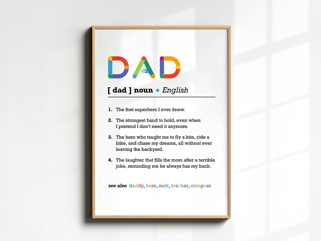 Dad Wall Art, Dad Definition Printable, Father's Day Gift From Daughter ...