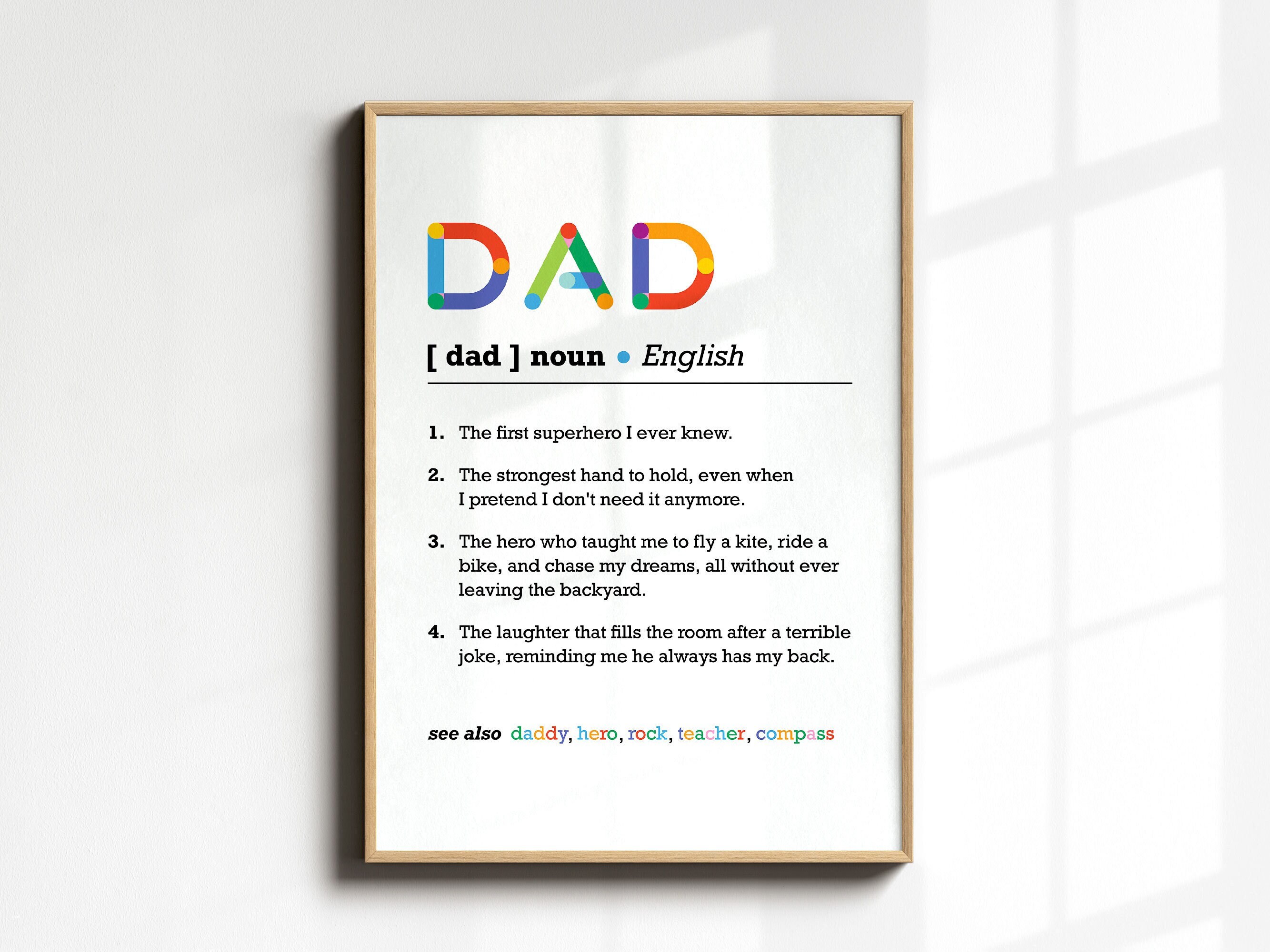 Dad Wall Art, Dad Definition Printable, Father's Day Gift From Daughter ...