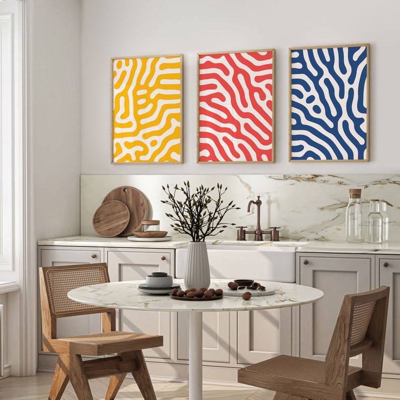 Set of 3 Colorful Wall Art, 3 Piece Wall Art Set Colorful, Abstract Mid ...