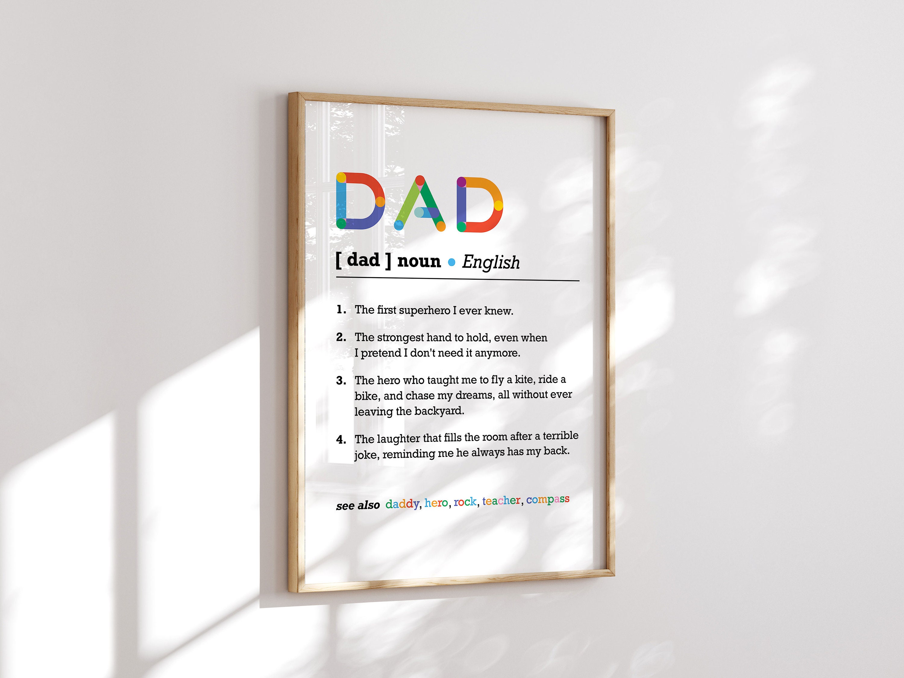 Dad Wall Art, Dad Definition Printable, Father's Day Gift From Daughter ...