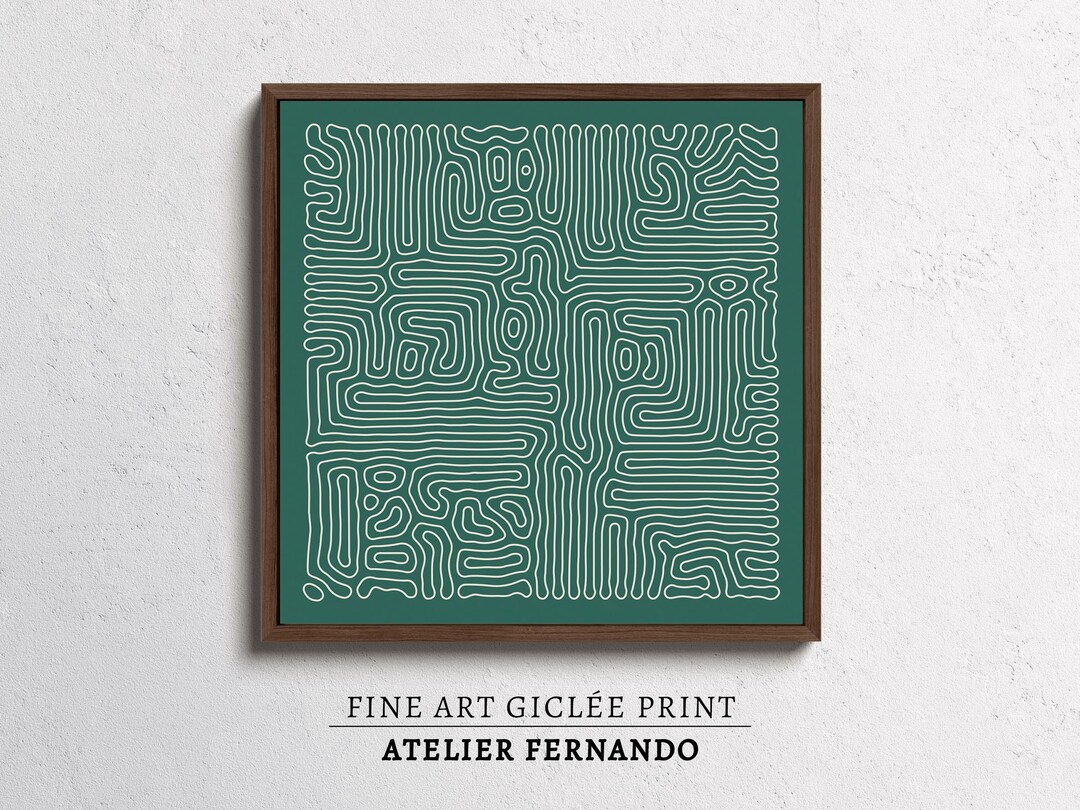 Phthalo Green Mid Century Wall Art Print, Framed Giclee Print ...