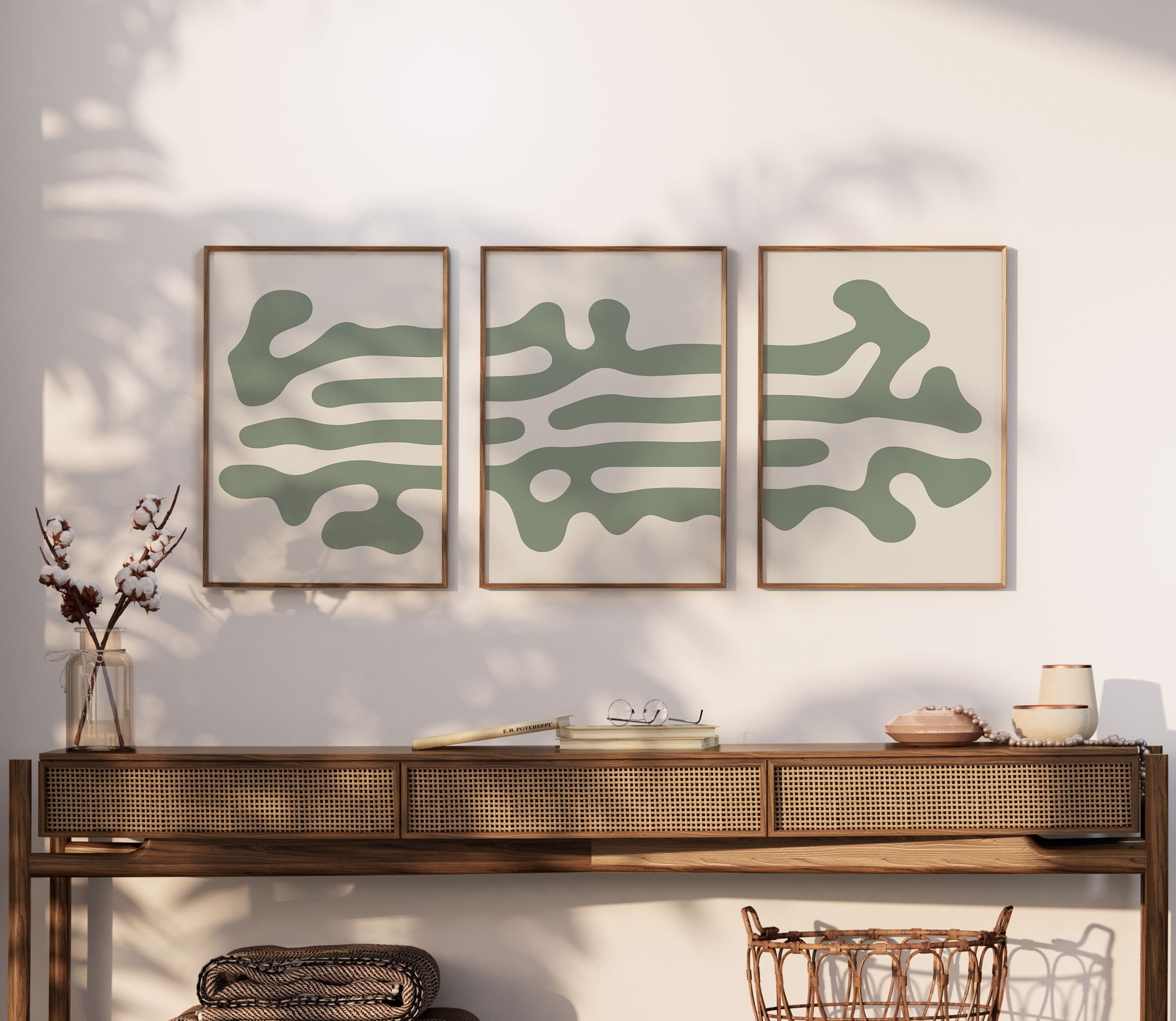 Sage Green Wall Art, Sage Green Gallery Wall Set, 3 Piece Wall Art, Set ...