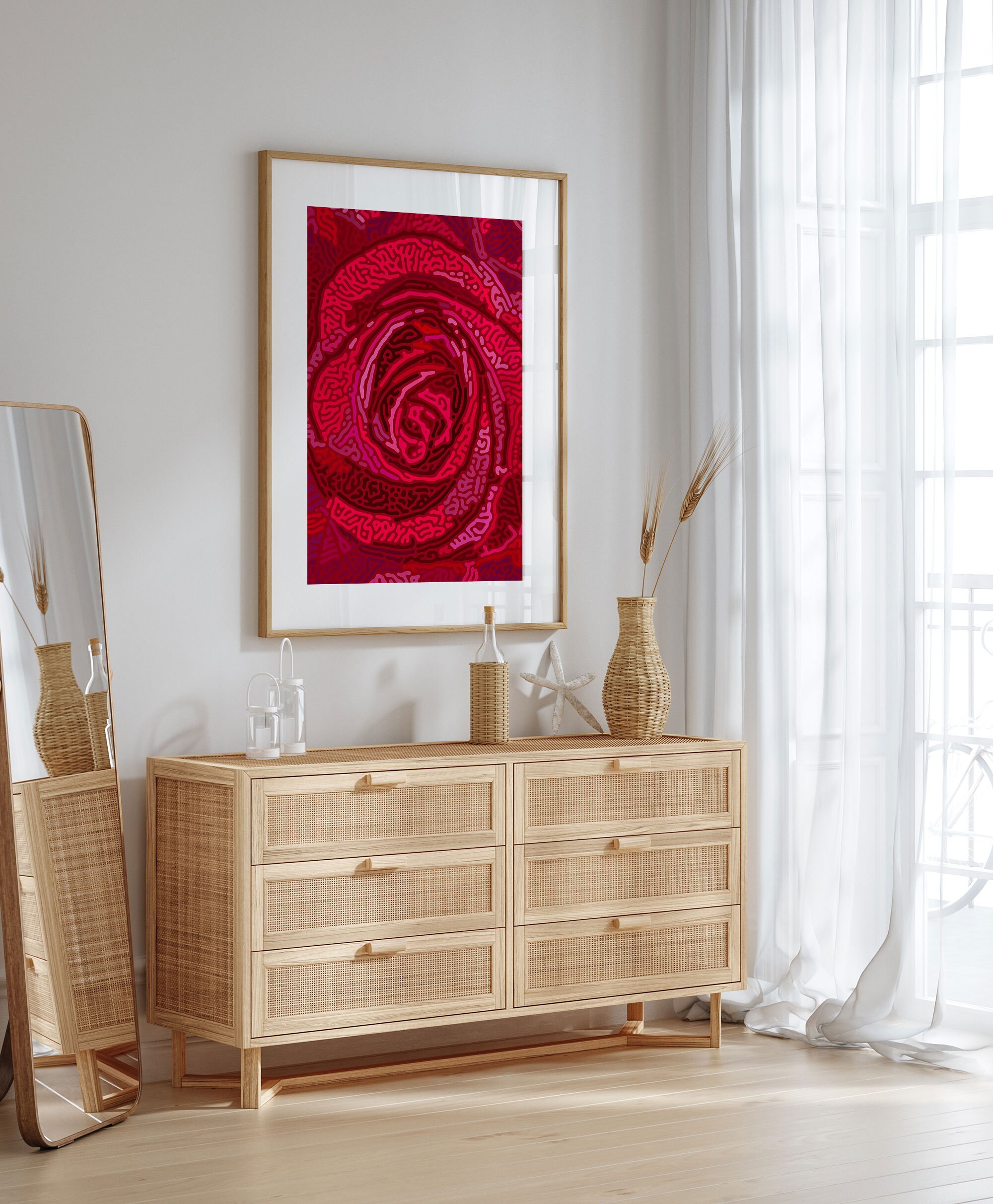 Red Rose Wall Art, Red Rose Print, Valentine's Day Wall Art, Red and ...