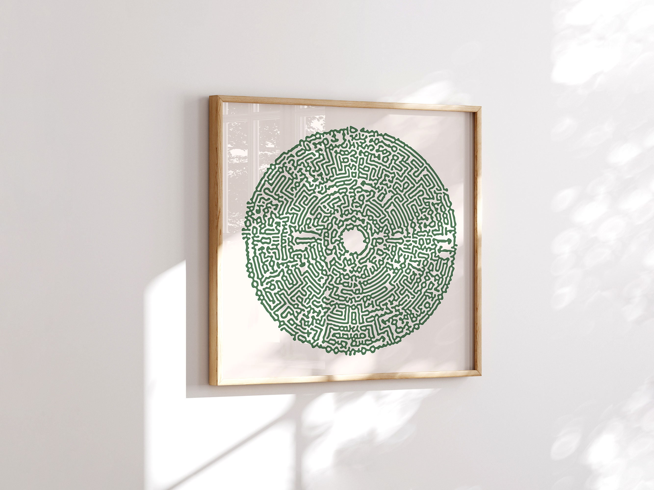Sage Green Wall Art Maze Print, Square Maze Art Print, Abstract Maze ...