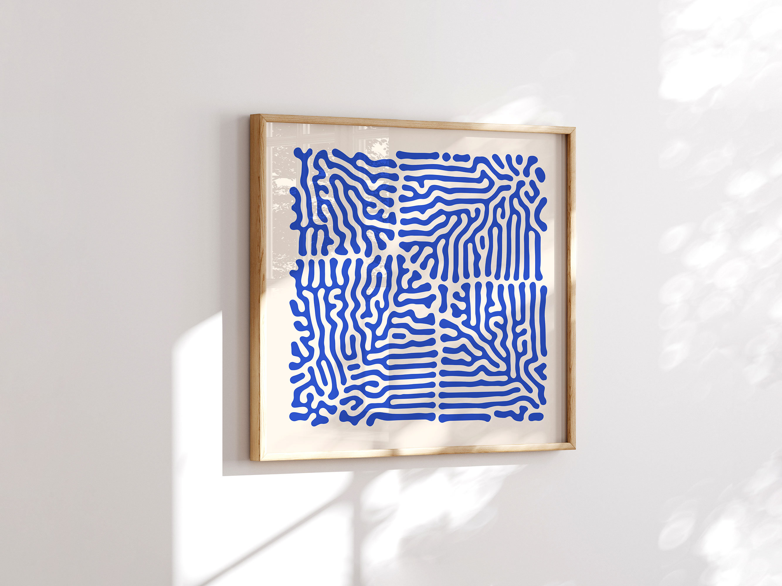 Blue and Beige Abstract Square Wall Art Print, Minimalist Modern Home ...