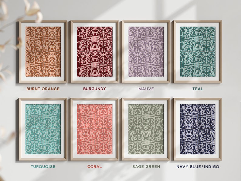 Burnt Orange and Navy Blue Wall Art Gallery Set of 2 Abstract Prints ...