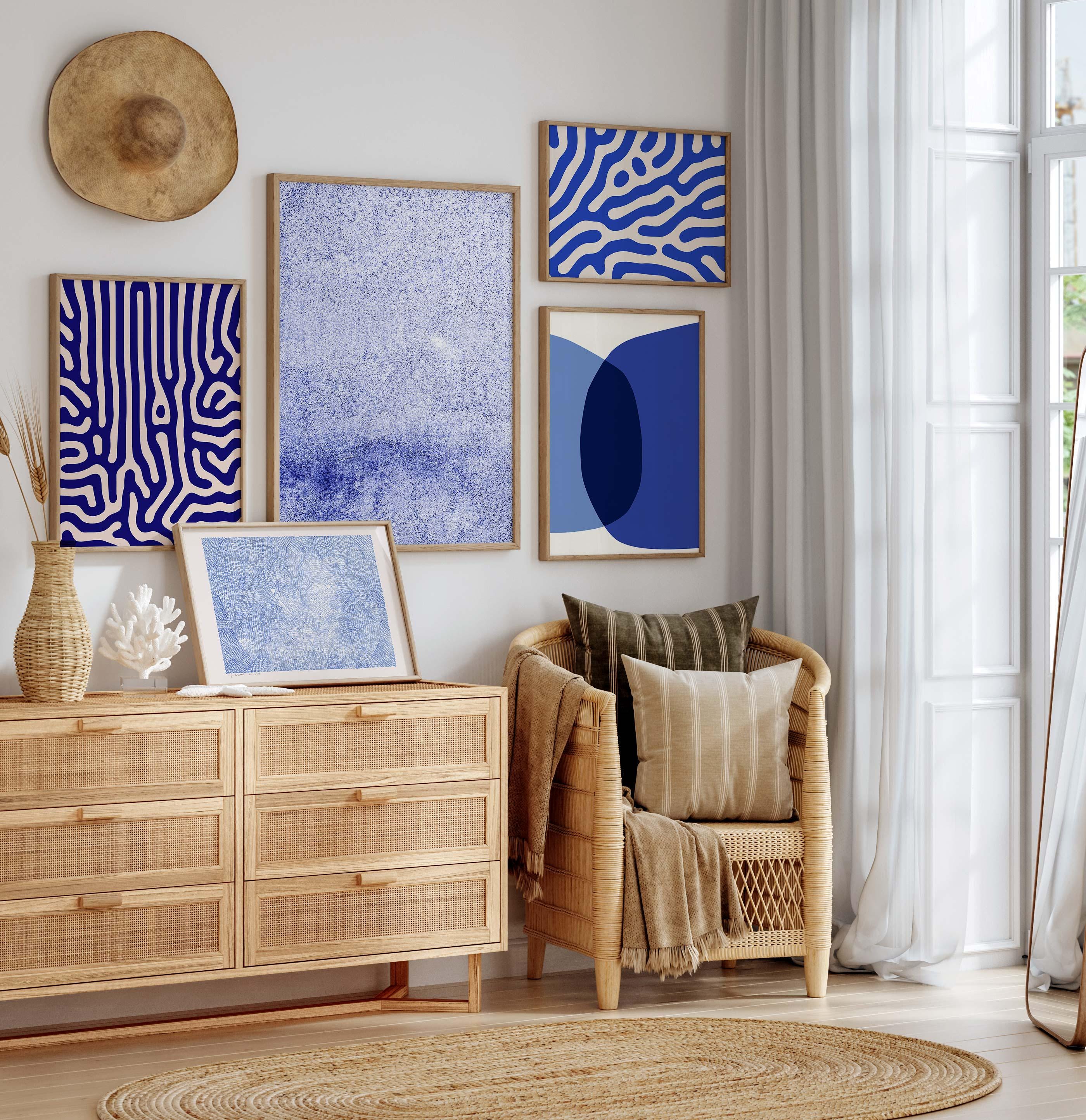 Blue Gallery Wall Set, Maximalist Wall Art, Eclectic Set of 15 Prints ...