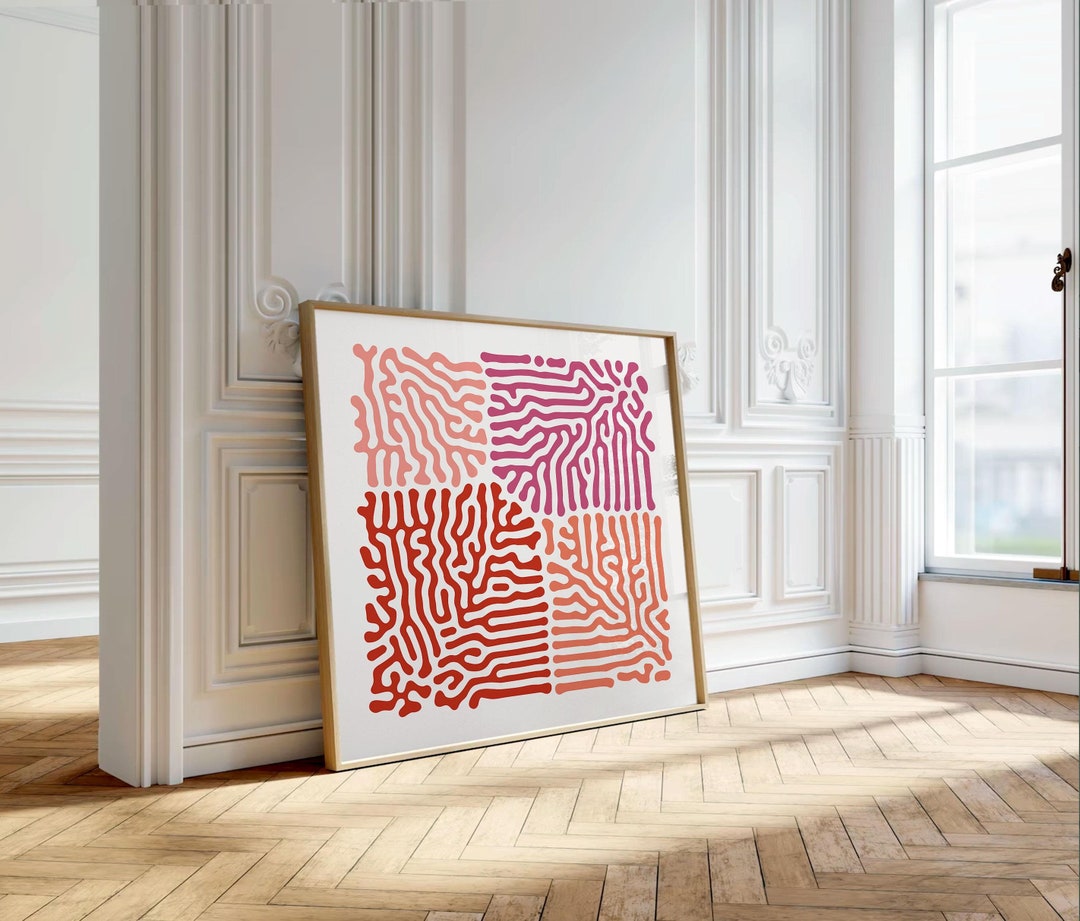 Colorful Abstract Square Wall Art Print, Minimalist Modern Home Decor ...