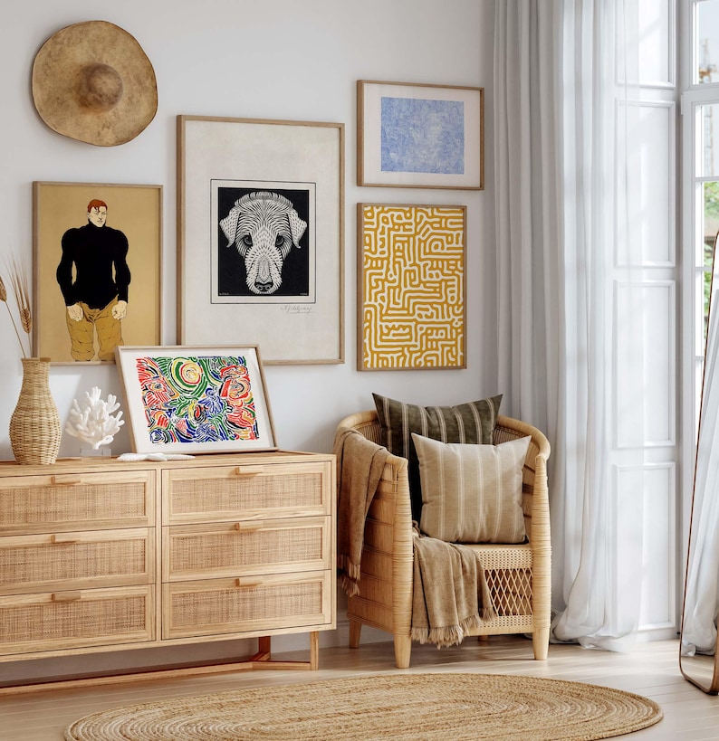 Curated Eclectic Gallery Wall Art Set of 10 Prints, Printable Staircase ...