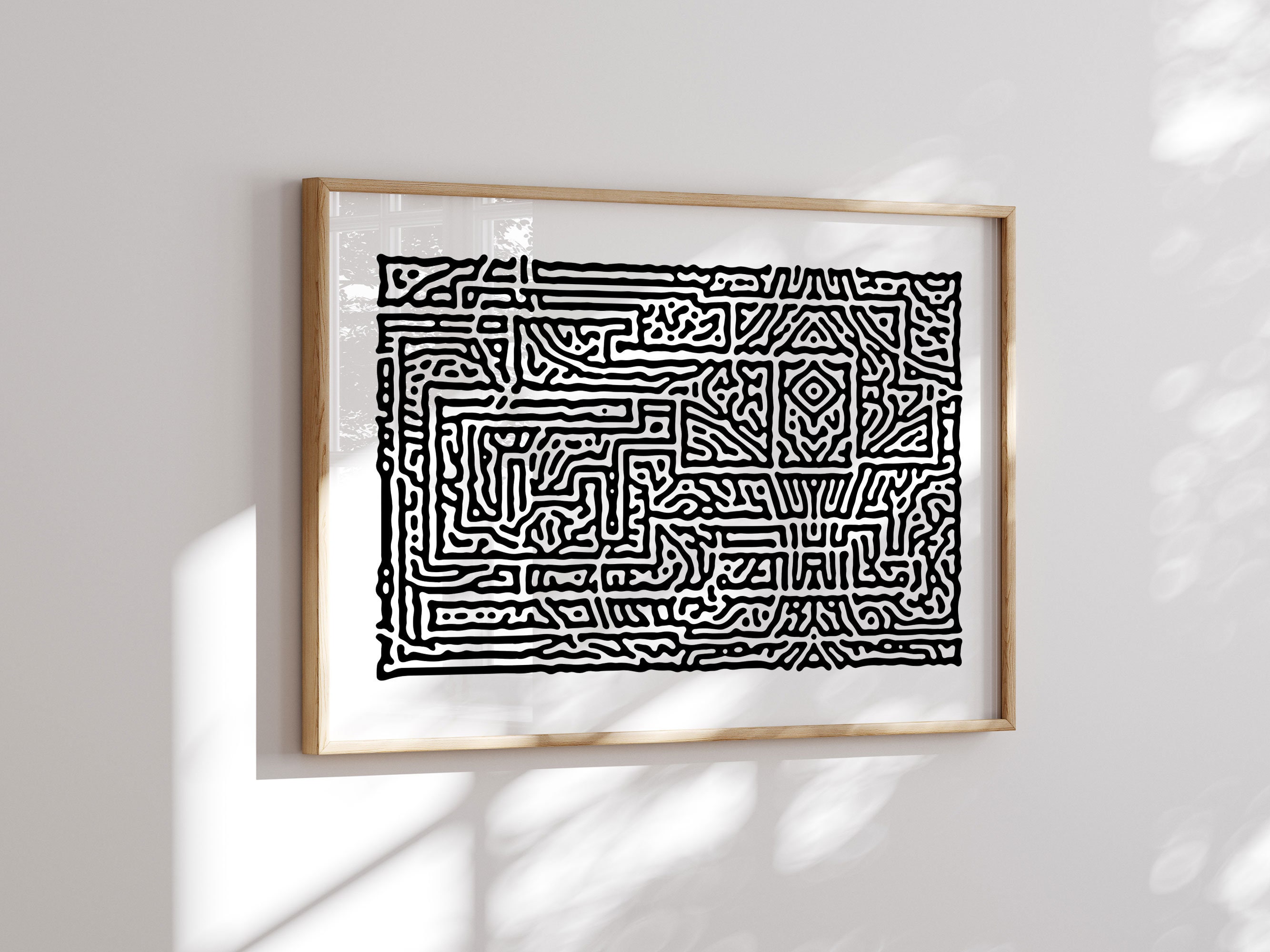 Maze Poster, Maze Art, Maze Print, Black and White Wall Art Maze ...