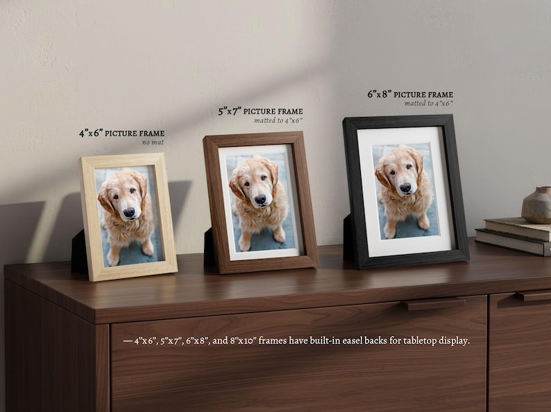 Natural Solid Oak Wood Frames With Real Glass and Mat 4x6 5x7 6x8 8x10 ...