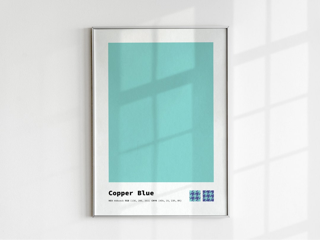 Color Swatch Poster, Color Swatch Wall Art, Copper Blue Color Swatch ...