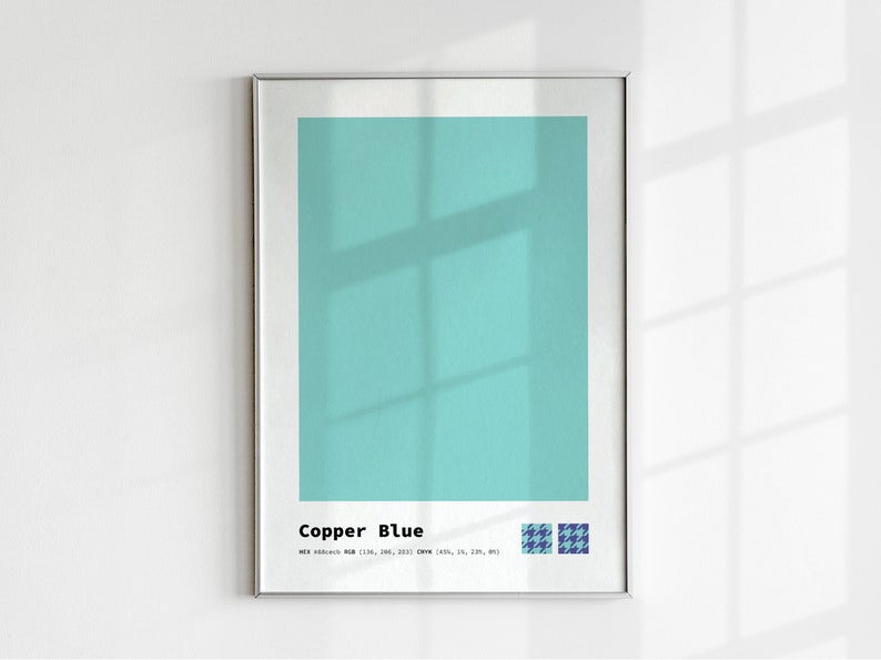 Color Swatch Poster, Color Swatch Wall Art, Copper Blue Color Swatch ...