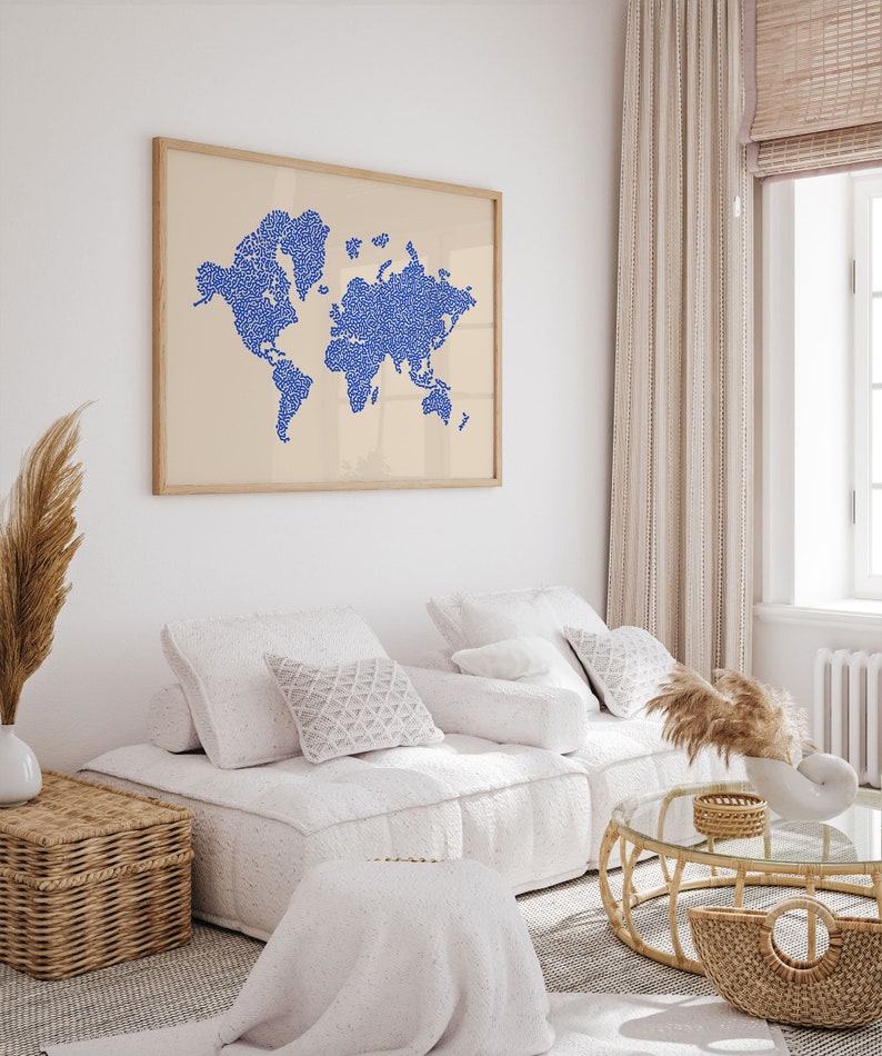 World Map Wall Art, World Map Printable, Abstract World Map Poster ...