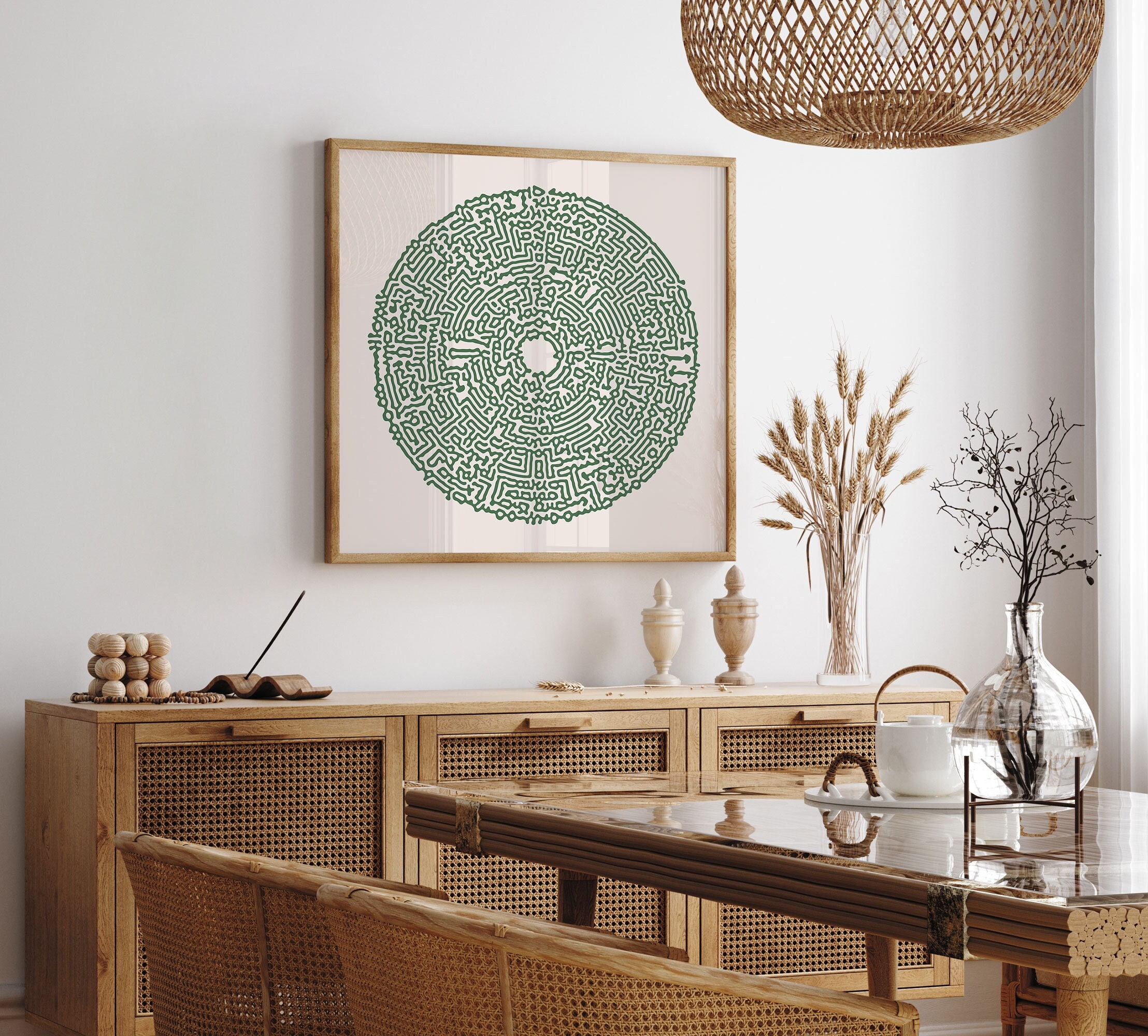 Sage Green Wall Art Maze Print, Square Maze Art Print, Abstract Maze ...