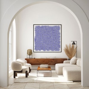 Navy Blue Abstract Square Wall Art Print, Minimalist Modern Home Decor ...