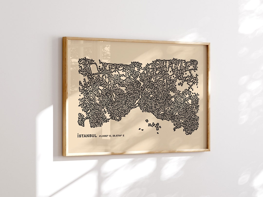 Istanbul Map Wall Art Print, Istanbul City Map Illustration, Hand Drawn ...
