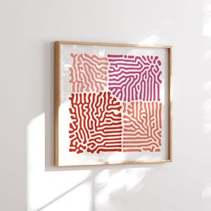 Colorful Abstract Square Wall Art Print, Minimalist Modern Home Decor ...