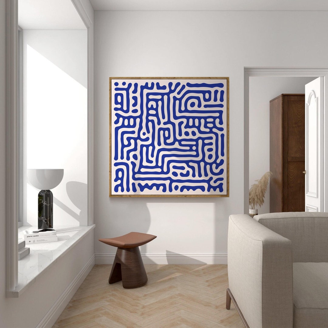 Large Scale Art, Navy Blue Square Art Print, Navy Blue Wall Art ...