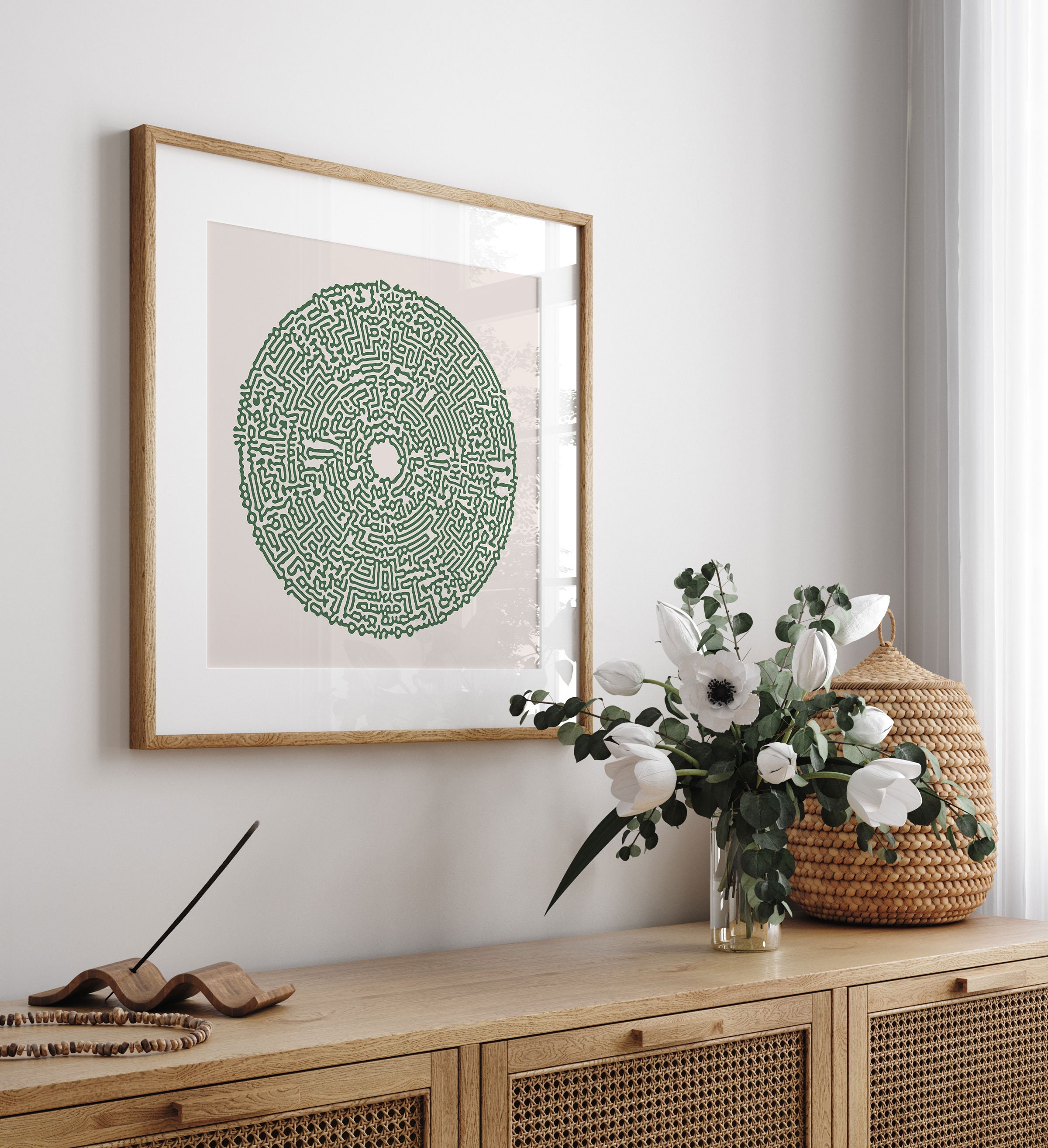 Sage Green Wall Art Maze Print, Square Maze Art Print, Abstract Maze ...