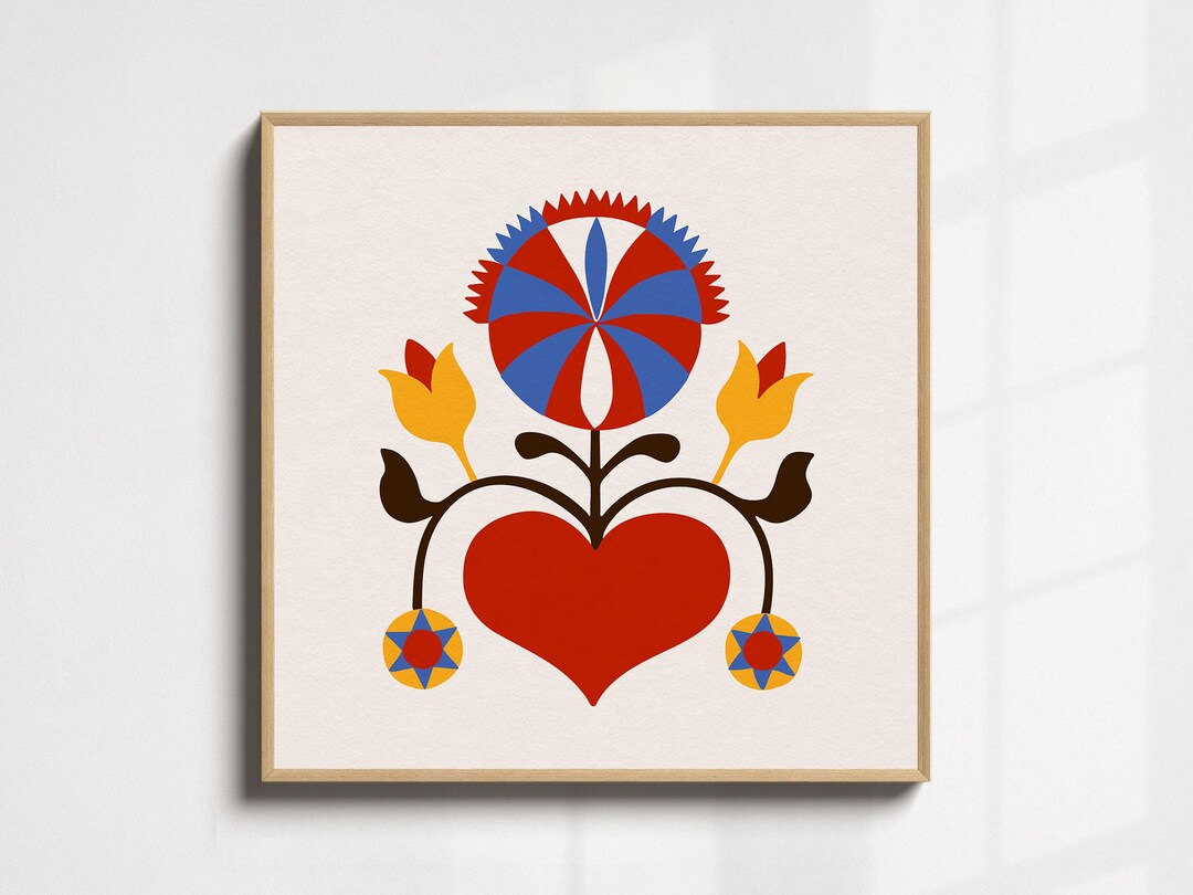 Folk Art, Pennsylvania Dutch Cottagecore Decor, Scandinavian Style Folk ...