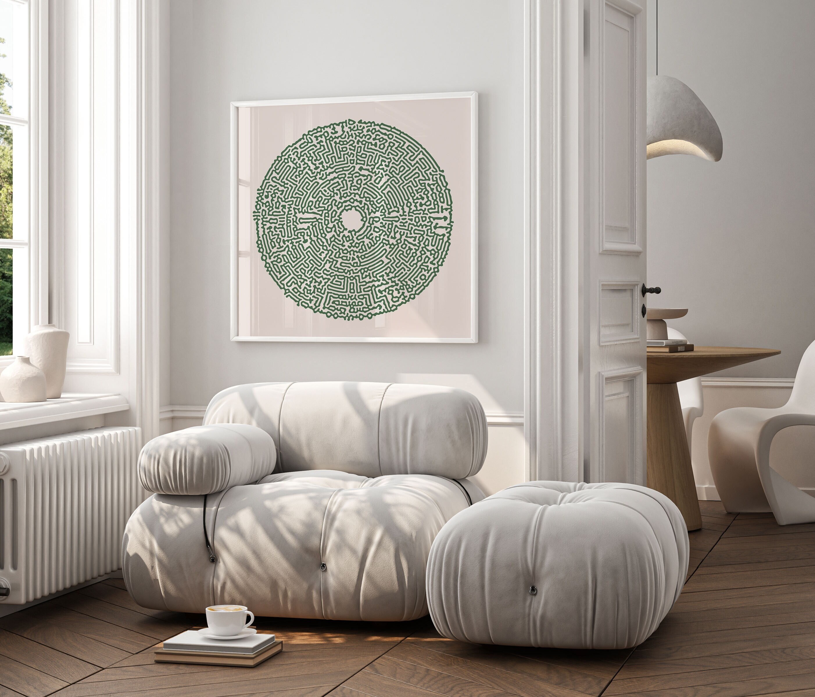 Sage Green Wall Art Maze Print, Square Maze Art Print, Abstract Maze ...
