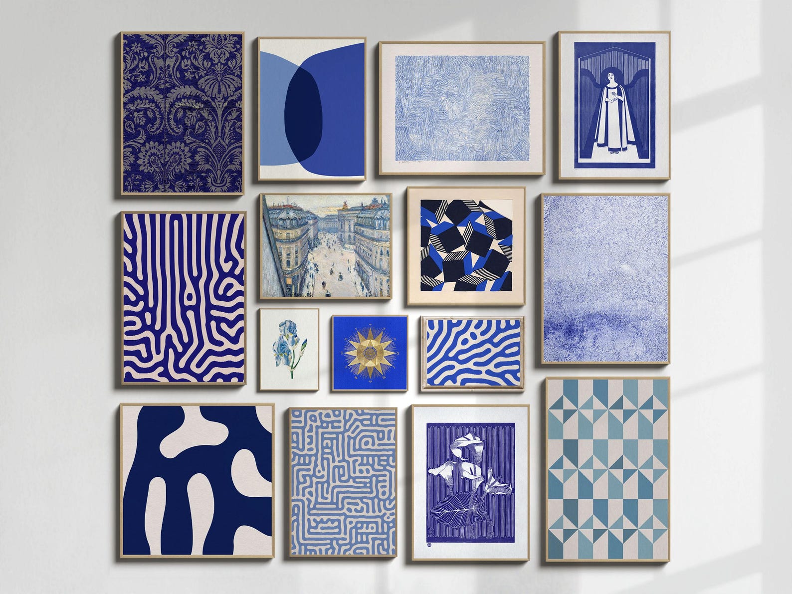 Blue Gallery Wall Set, Maximalist Wall Art, Eclectic Set of 15 Prints ...