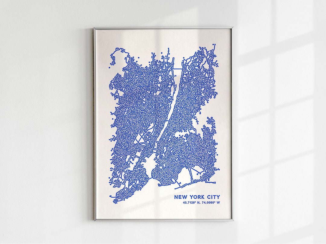 New York City Map Wall Art, NYC Map Prints, New York Map Poster, New ...