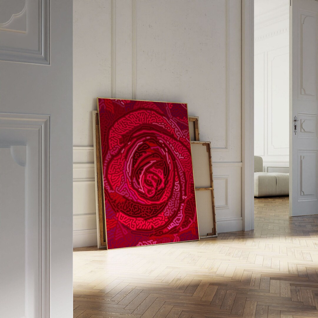 Red Rose Wall Art, Red Rose Print, Valentine's Day Wall Art, Red and ...
