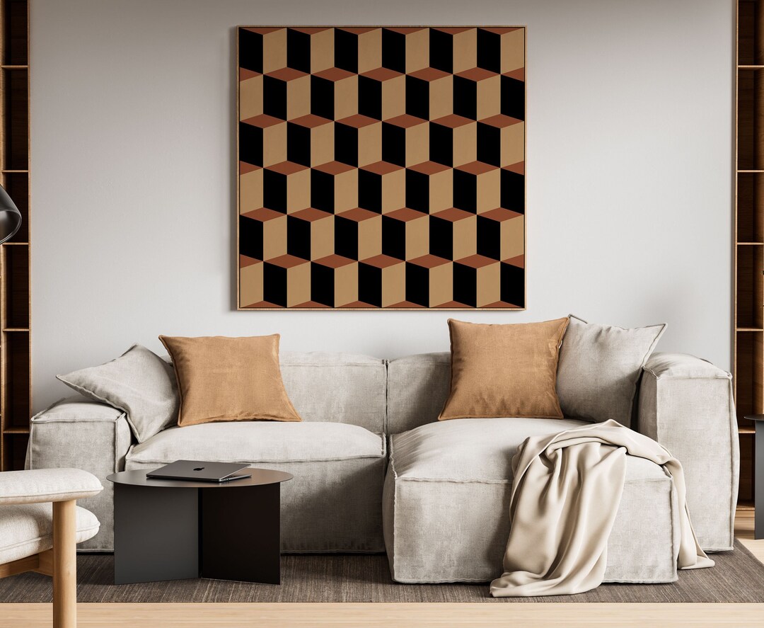 Extra Large Square Art Print, Geometric Optical Illusion, 48x48 Inch ...