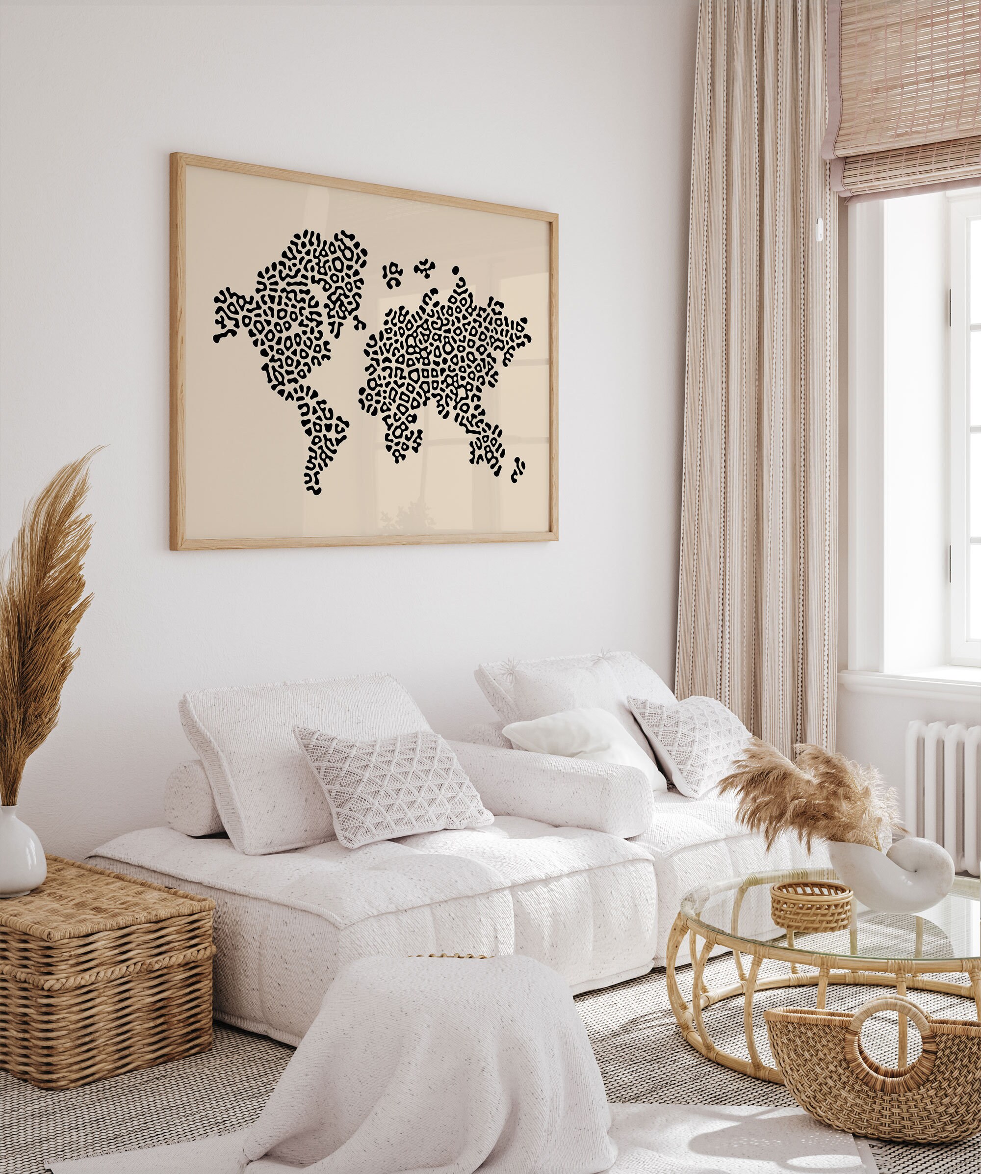 World Map Wall Art Abstract World Map Print Extra Large - Etsy