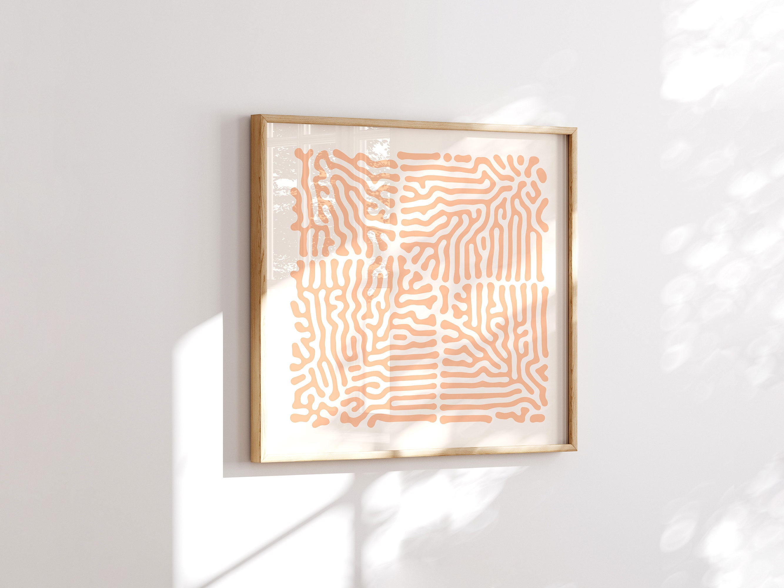 Peach Fuzz Color of the Year 2024 Mid Century Modern Wall Art, Square ...