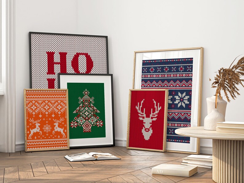 Printable Christmas Gallery Wall Set, Kitschy Christmas Wall Art, Ho Ho ...