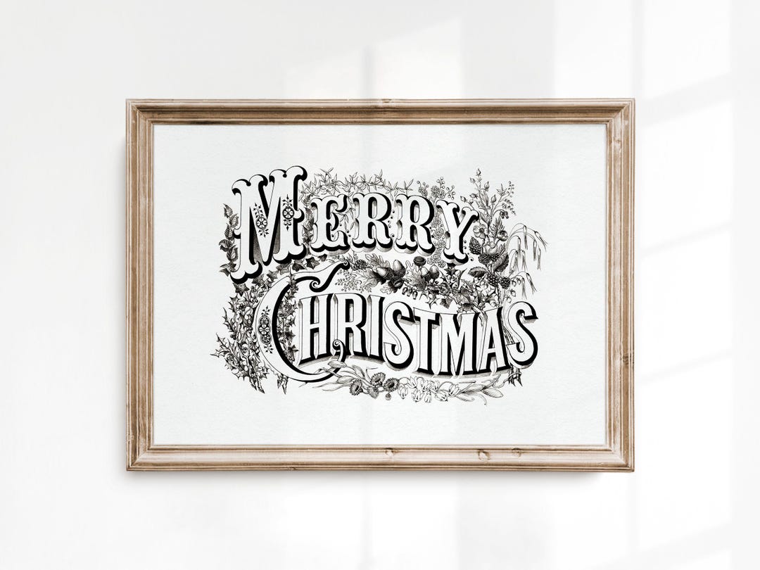 Vintage Merry Christmas Printable Sign, Rustic Christmas Decor, Merry ...