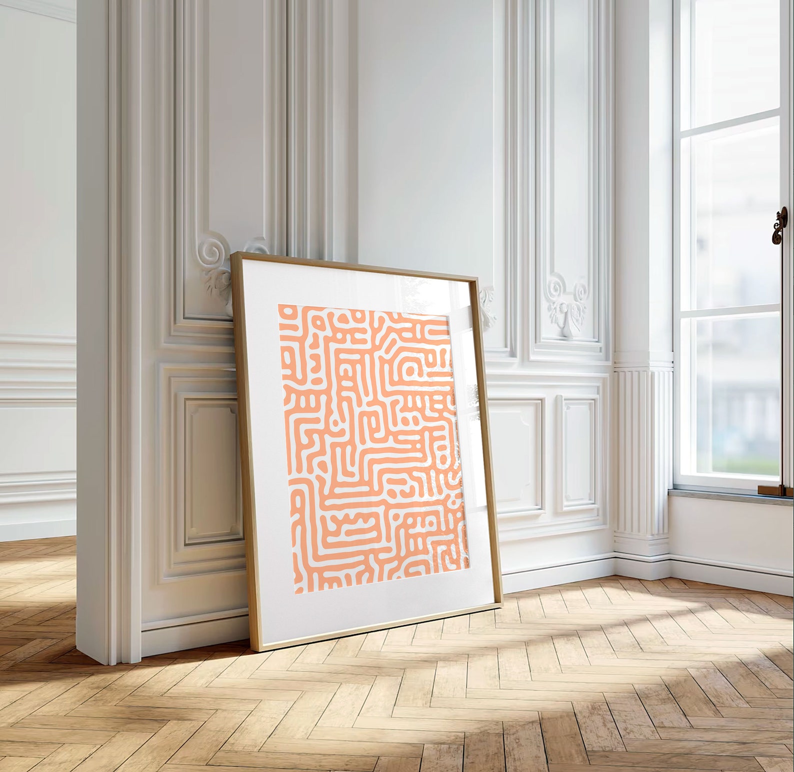 Peach Fuzz Color of the Year 2024 Abstract Wall Art, Peach Fuzz Mid ...