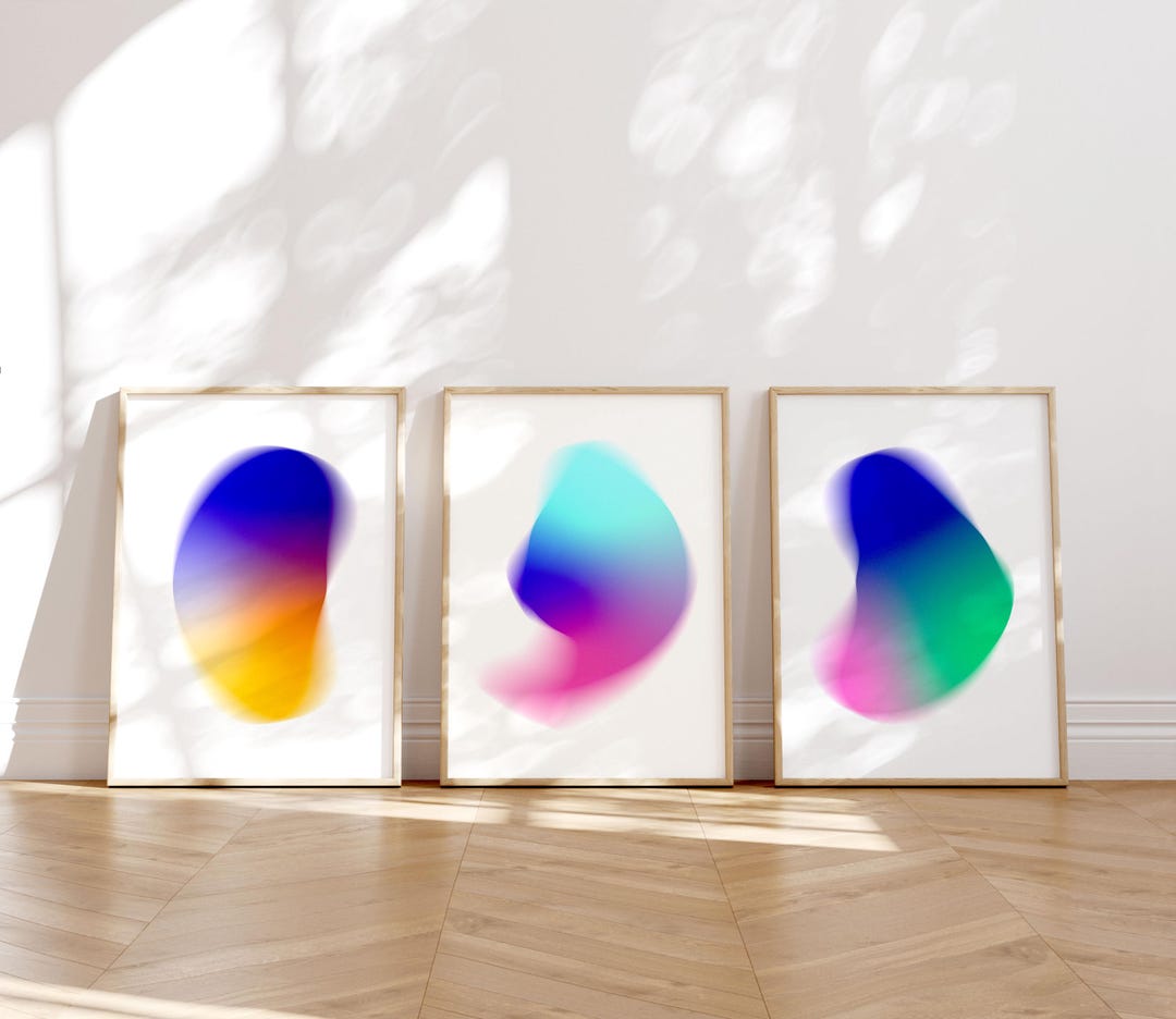 Set of Three Gradient Wall Art, 3 Piece Wall Art, Grainy Gradient Art ...
