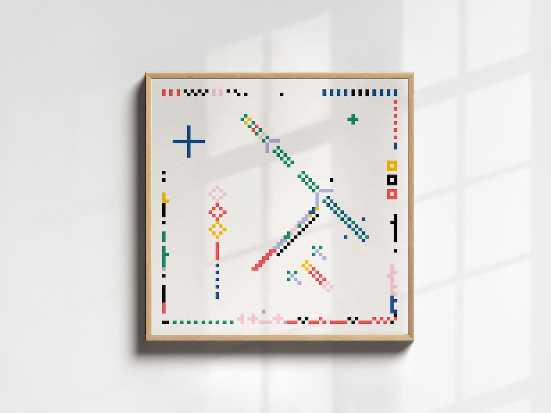 Original Abstract Generative Grid Art, Minimalist Modular Pixel Art ...