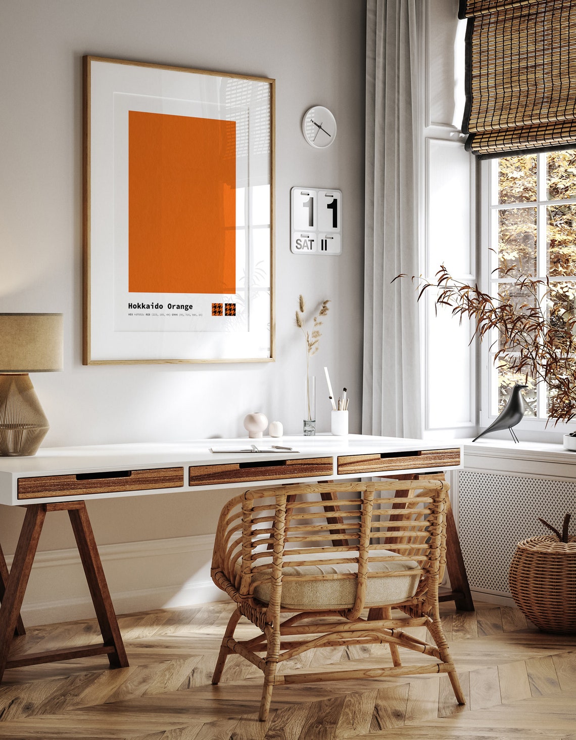 Color Swatch Poster, Color Swatch Wall Art, Hokkaido Orange Color ...