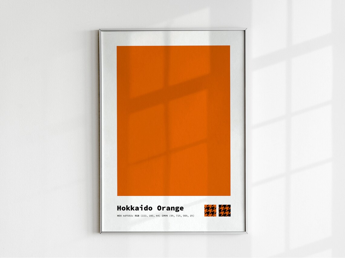 Color Swatch Poster, Color Swatch Wall Art, Hokkaido Orange Color ...