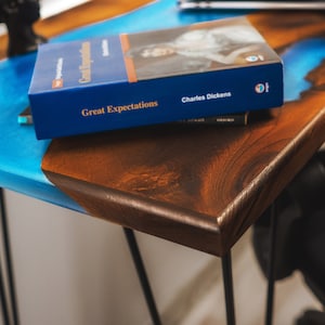 Custom Epoxy River Standing Desk, Live Edge Walnut Solid Wood Desk Top ...