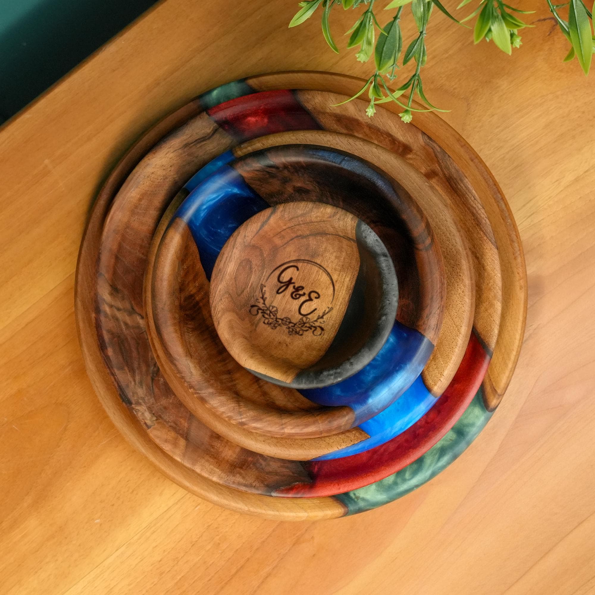 Wood and Epoxy Personalized Kitchen Platter: Custom Engraved Rustic ...