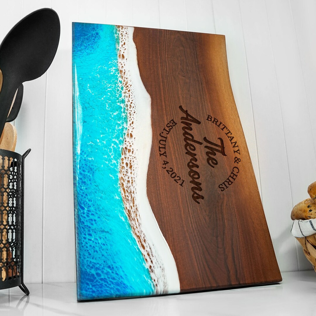 Personalized Resin Ocean Cutting Board, Christmas Gift for Couple ...
