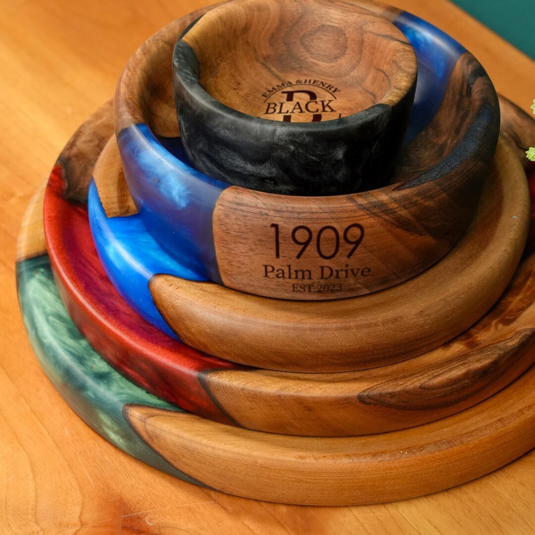 Personalized Resin Dinner Plate Set: Custom Engraved Decorative Tray ...