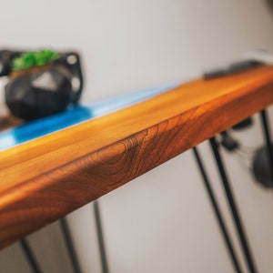Epoxy Resin Walnut Custom Desk Top, Blue Epoxy Computer Table, Solid ...