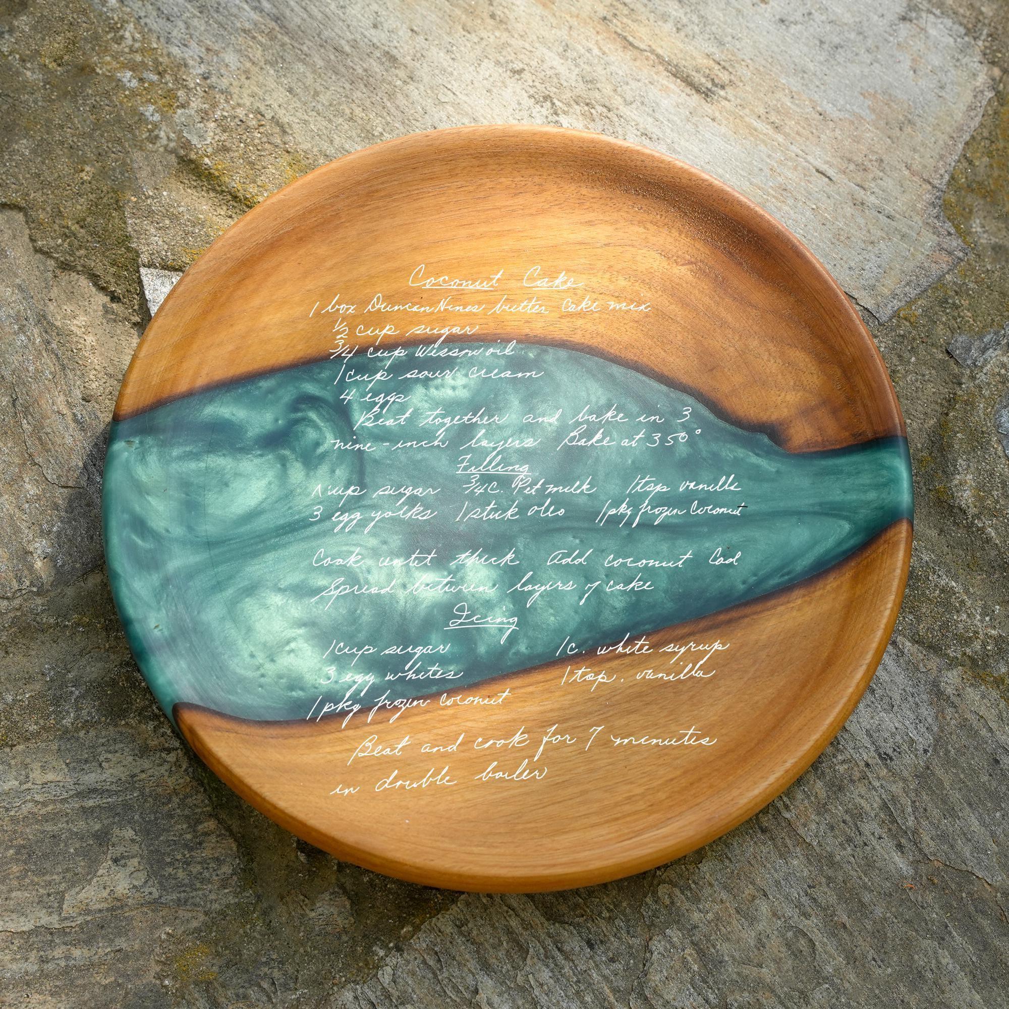 Handwritten Recipe Resin Wooden Family Keepsake Plate: Custom Kitchen ...