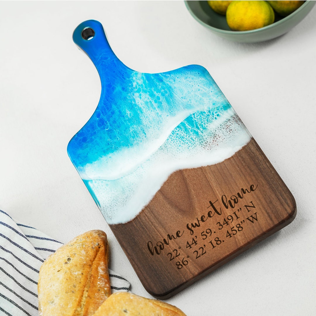 Personalized Epoxy Resin Walnut Cutting Board, Housewarming Gifts, Live ...