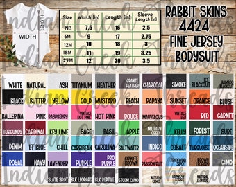 Semi-editable Rabbit Skins 4424 Size + Color Chart • Rabbit Skins Baby ...